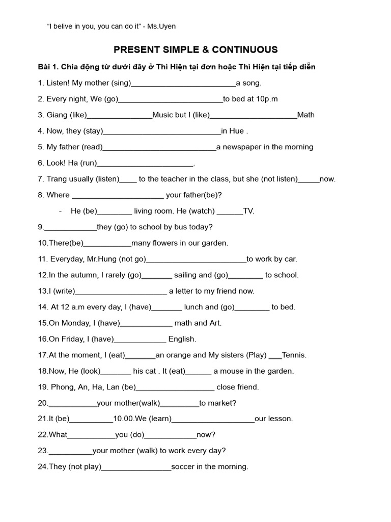 Present Simple & Continuous | PDF