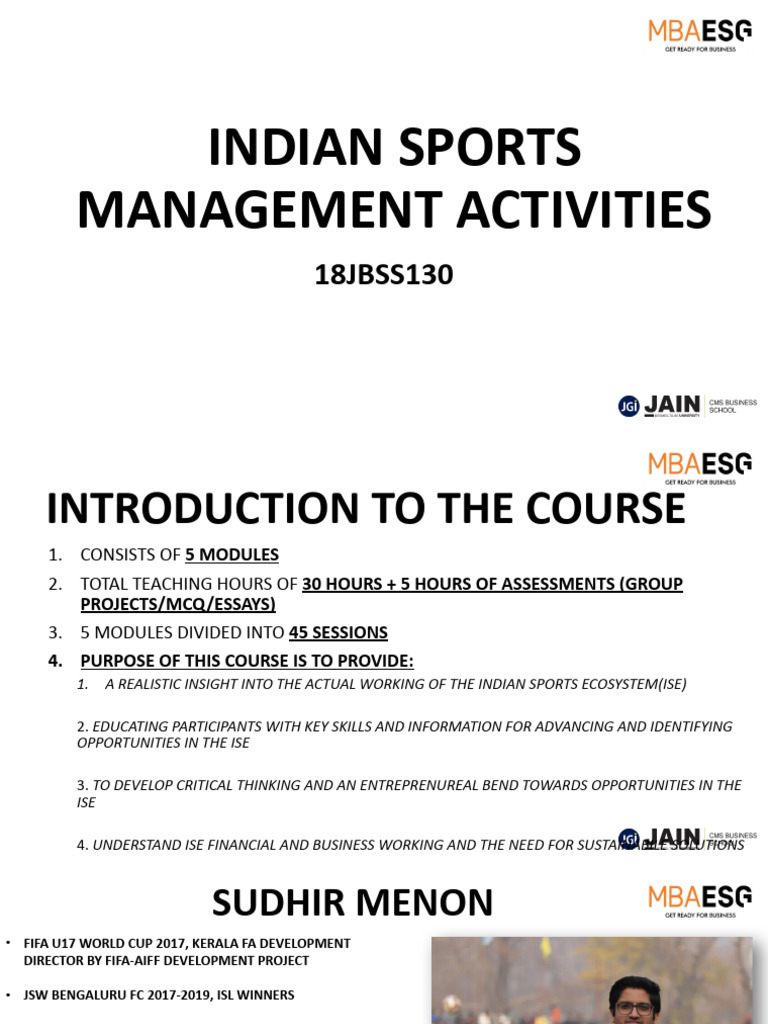 Indian Sports Management Course Overview | PDF | Marketing | Brand