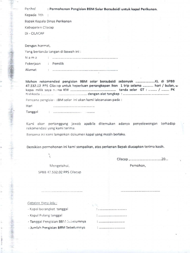 Permohonan Pengisian Solar | PDF