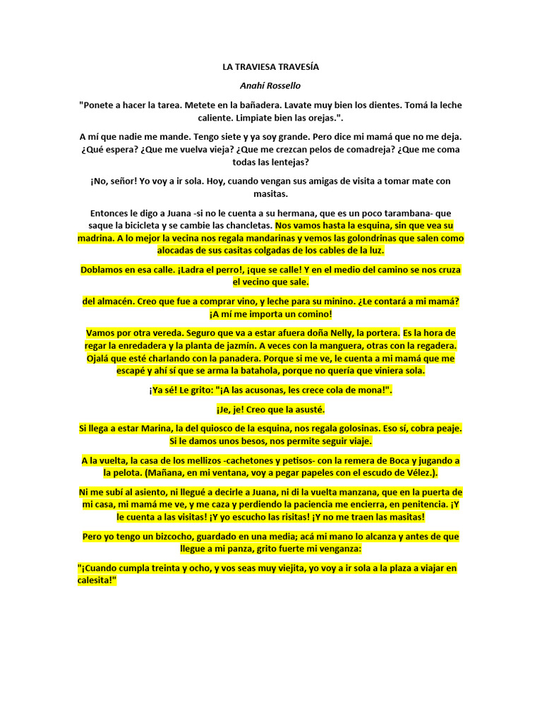 La Traviesa TravesÍa Cuento Pdf