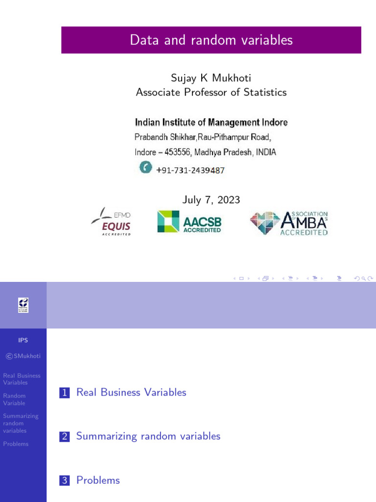 IPS2023_RV | PDF | Probability Distribution | Variance