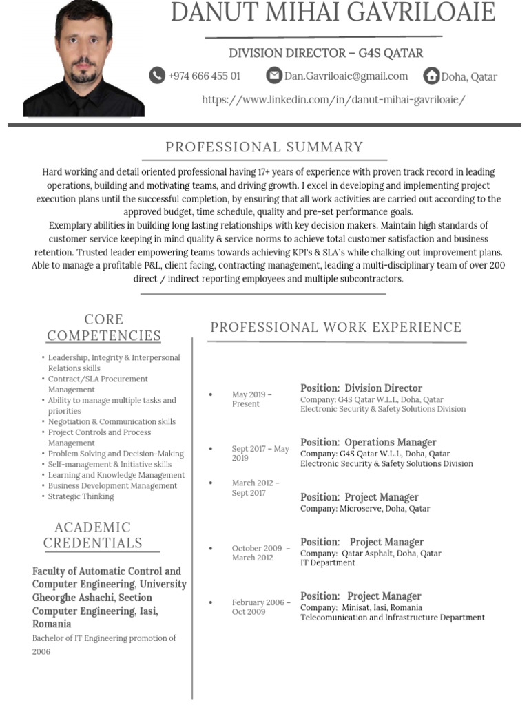 Danut Mihai Gavriloaie - CV | PDF | Leadership | Project Management