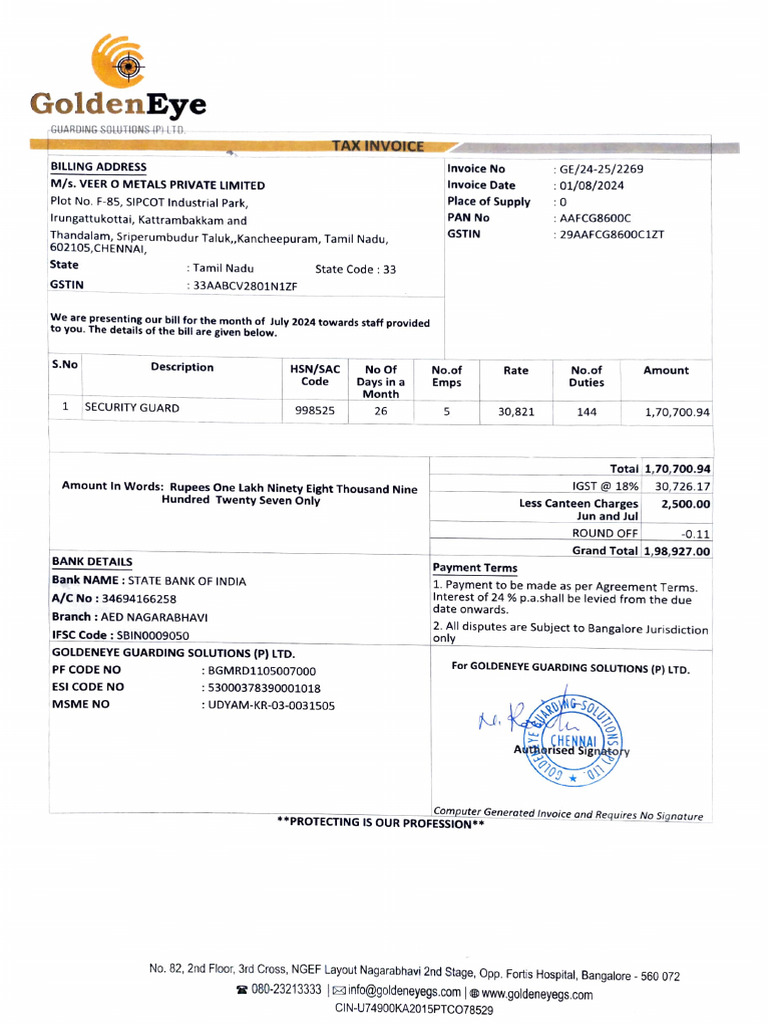 Golden Eye Bill | PDF | Money | Payments