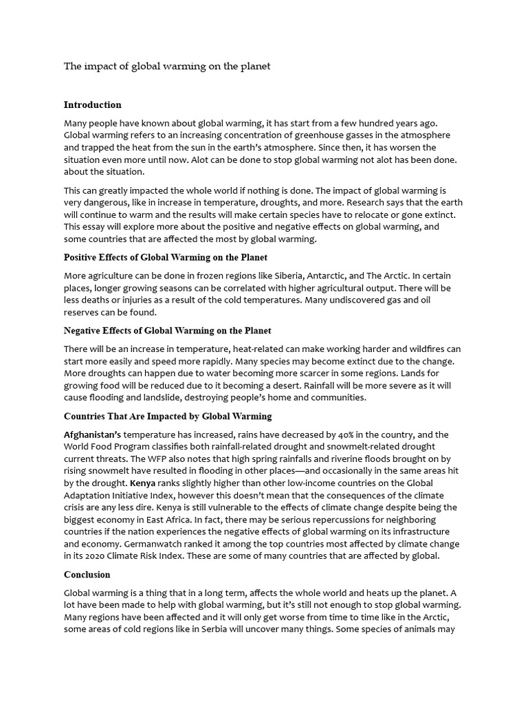 GP Writing Global Warming | PDF | Climate Change | Environmental Issues ...