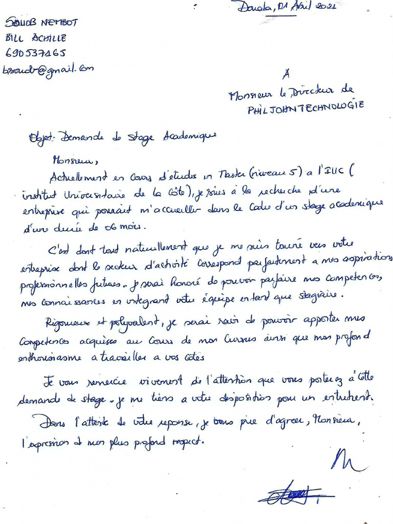 Lette de Stage | PDF