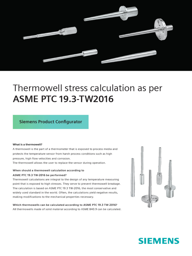 En Thermowell Stress Calculation As Per ASME PTC 19.3-TW2016 | PDF ...