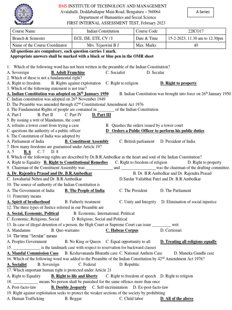 ico-TEST PAPERS WITH ANSWERS | PDF | Government | Government Of India