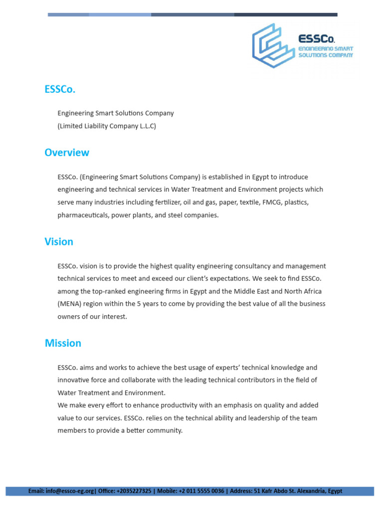 Company Proposal - ESSCo PDF | PDF | Sewage Treatment | Water
