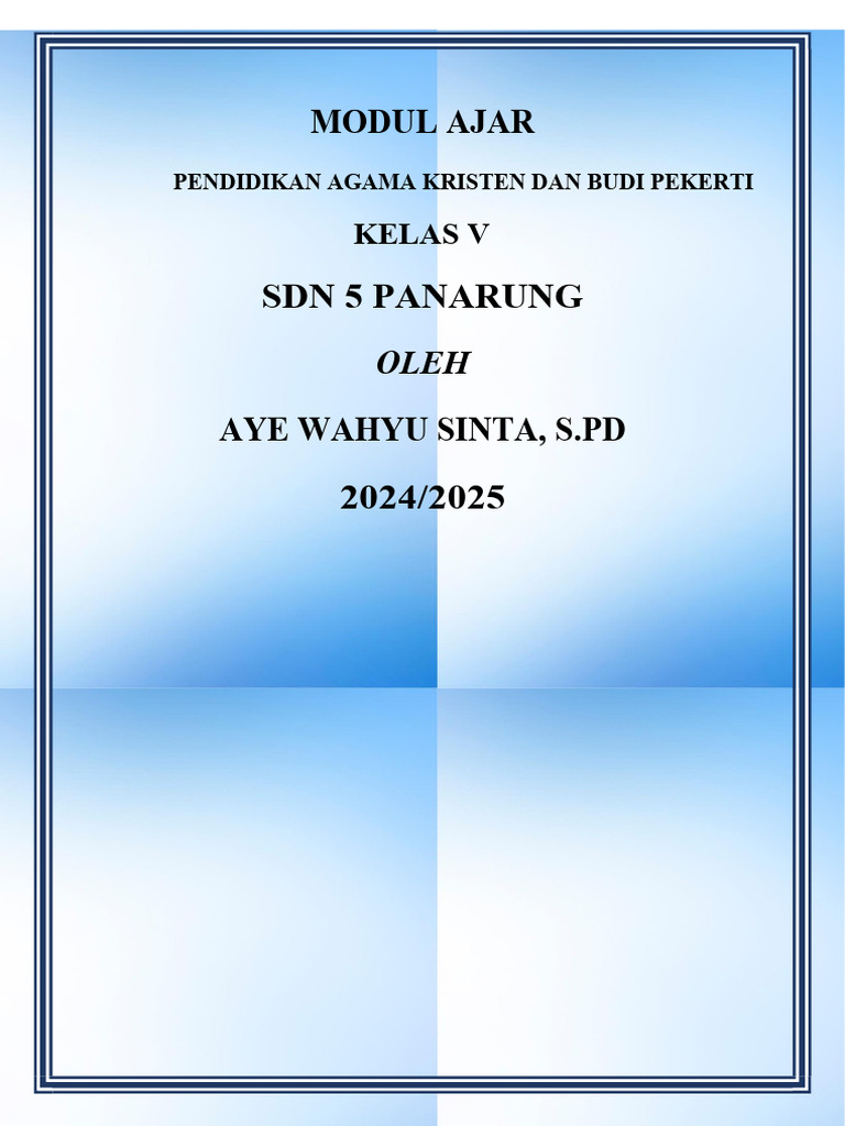 modul ajar PAK SDN 5 | PDF