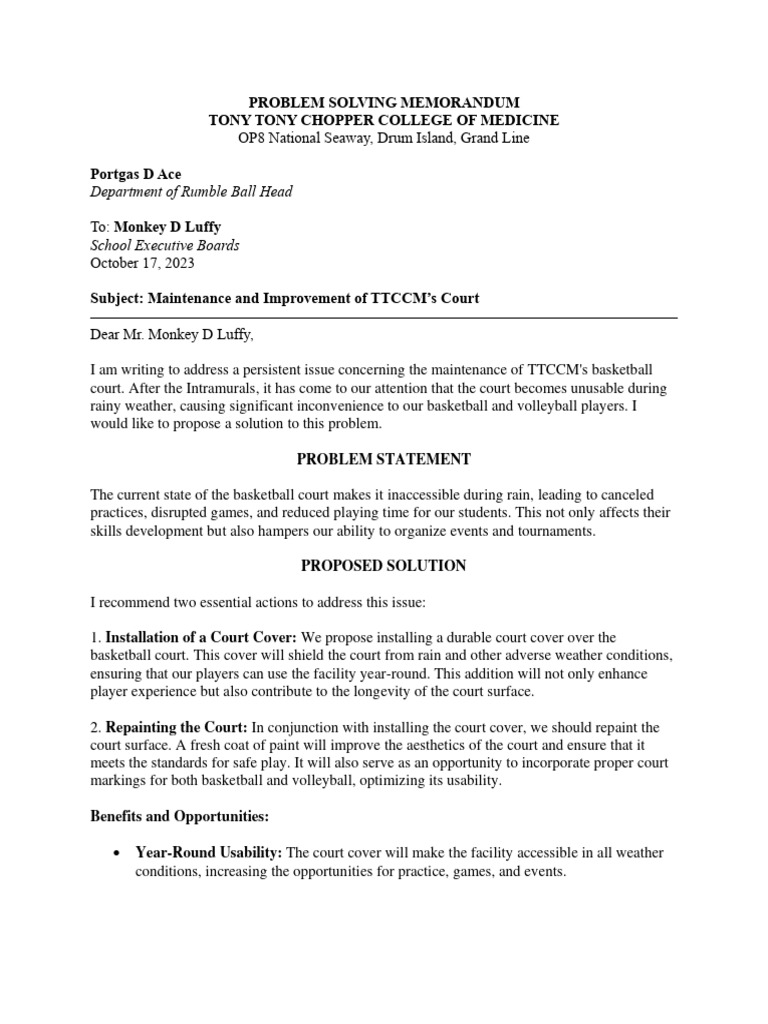 Problem Solving Memo | PDF | Business | Home & Garden