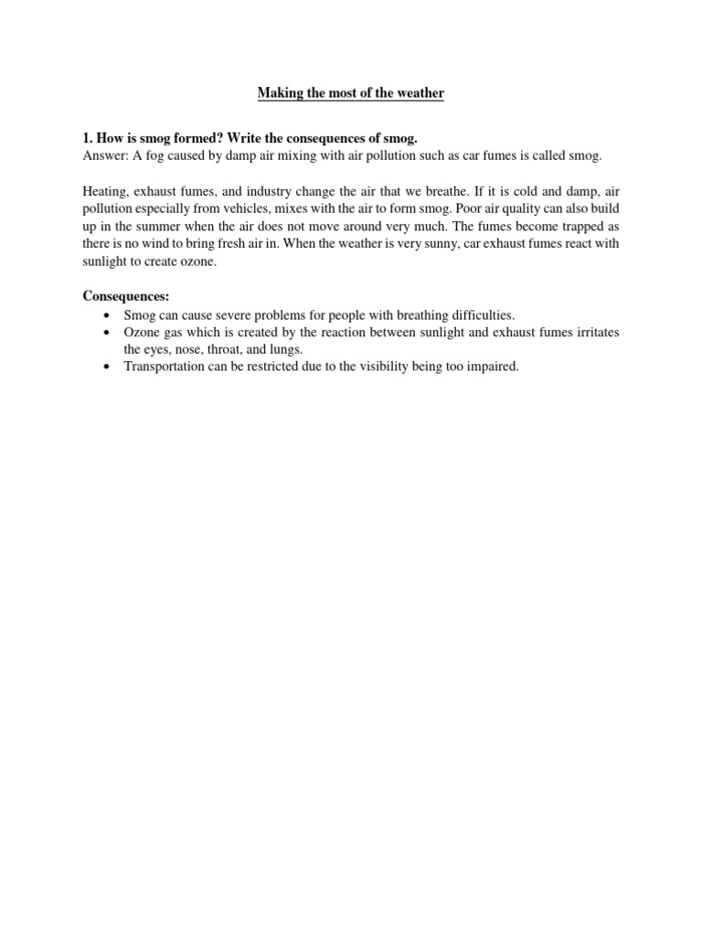 How Is Smog Formed+What Are The Consequences of Smog | PDF
