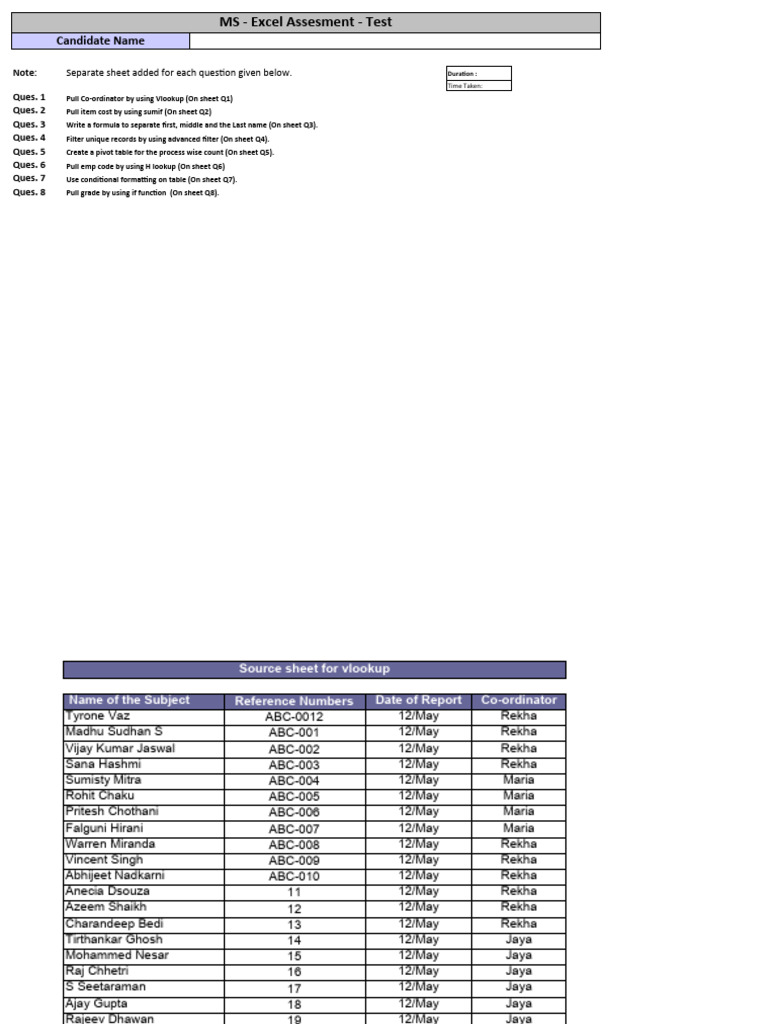 Excel Question Paper (3) (1) | PDF | Data Management