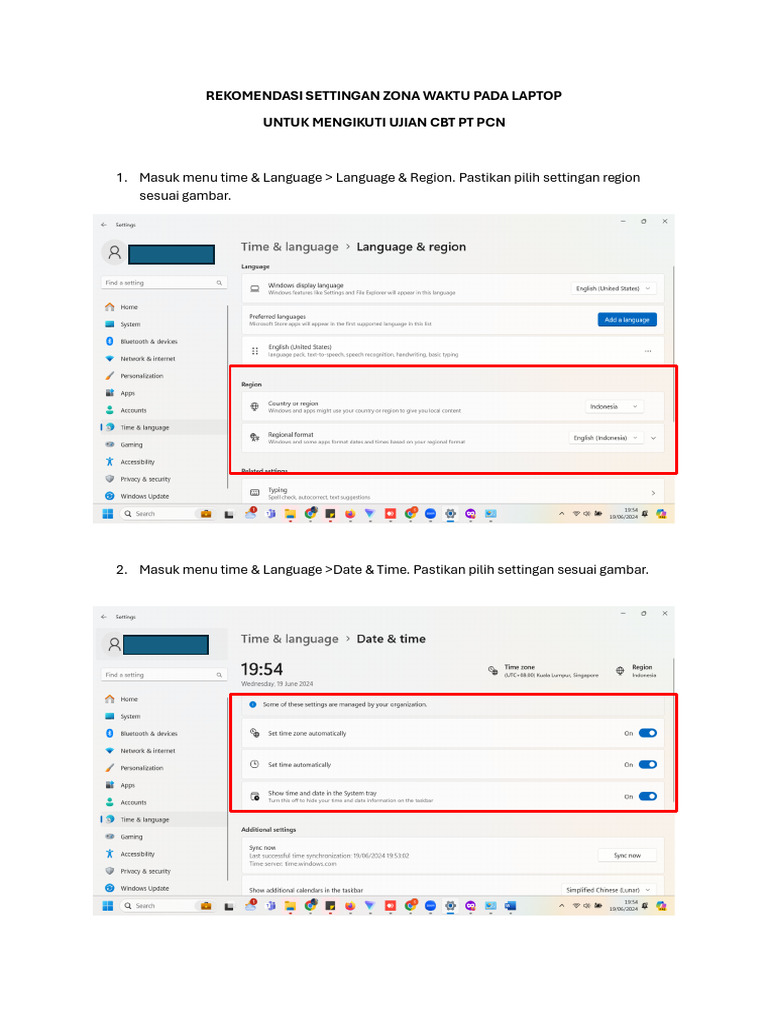 Rekomendasi Settingan Zona Waktu Pada Laptop Ujian CBT | PDF