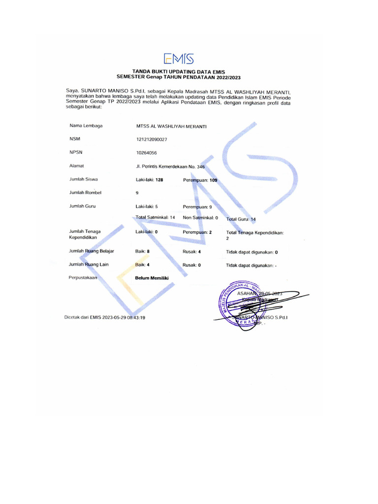 BA EMIS 2023 MTS AW Meranti | PDF