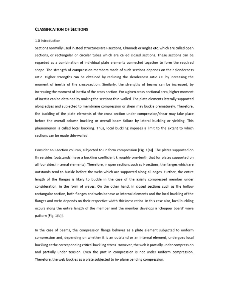 Classification of Sections. | PDF | Buckling | Bending