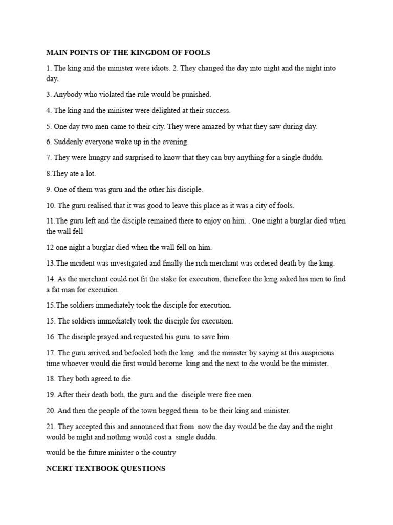 In The Kingdom of Fools - Main Points and Q-Ans | PDF