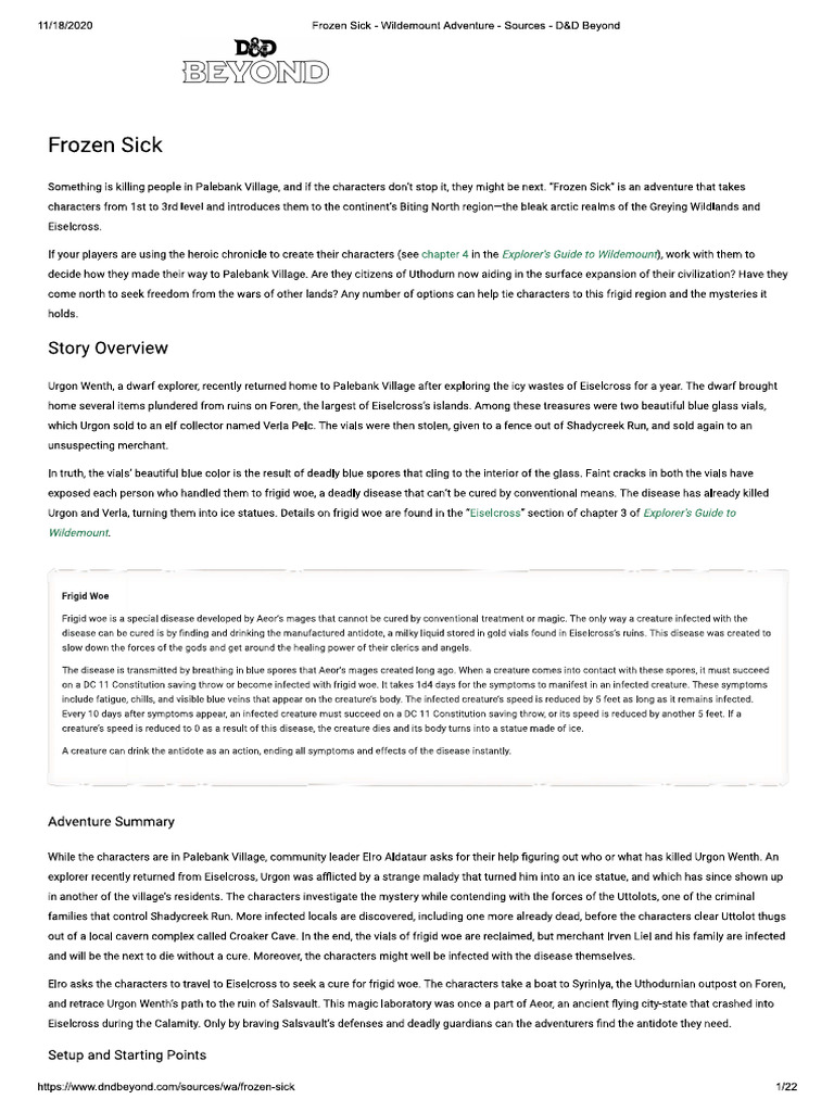 DND 5e Frozen Sick | PDF