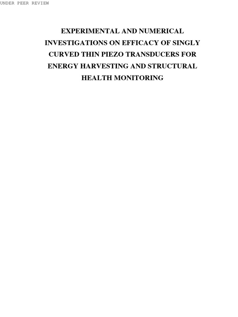Experimental and Numerical Investigations On Efficacy of Singly Curved Thin Piezo Transducers ...