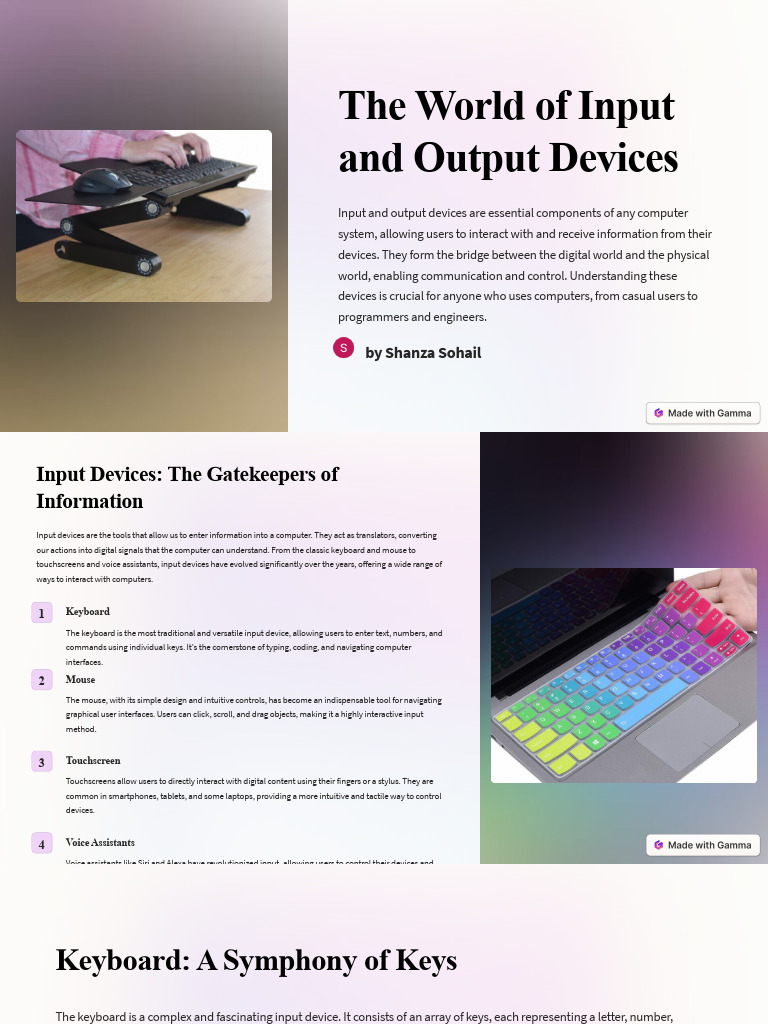 The World of Input and Output Devices | PDF | Computer Monitor | Touchscreen