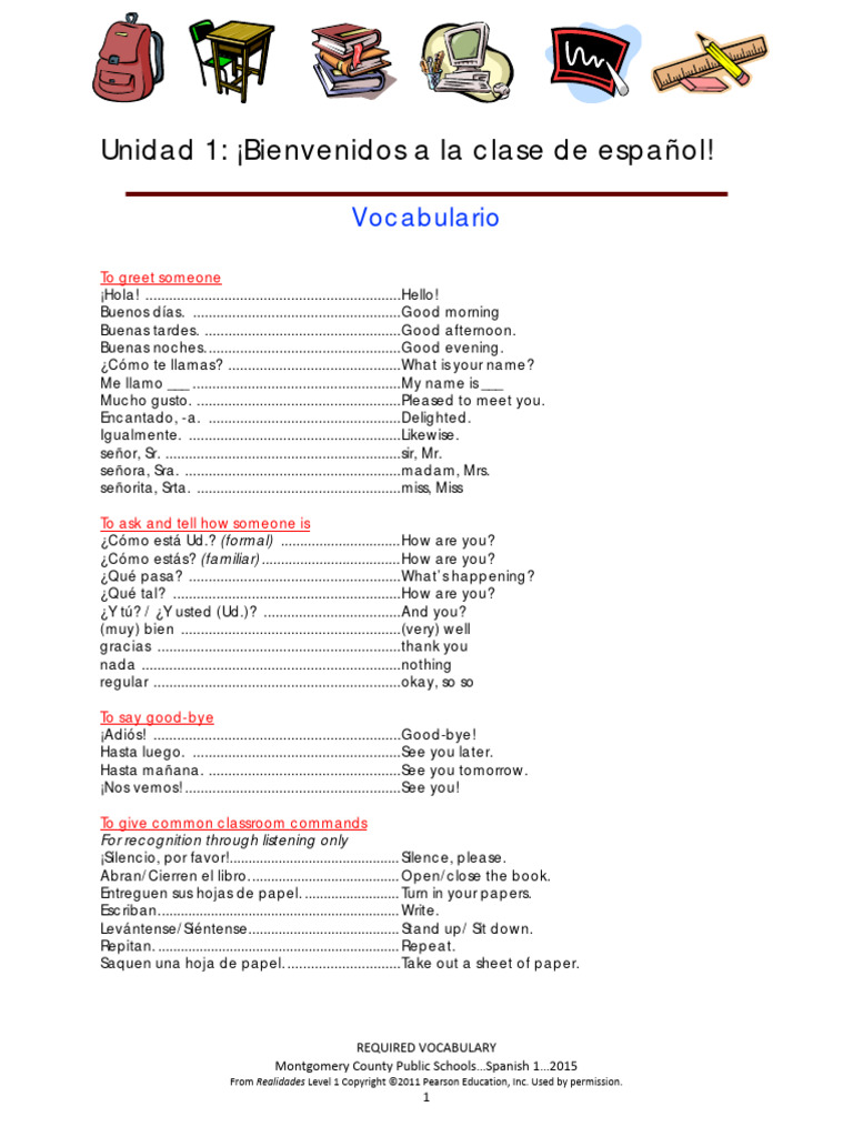 Spanish 1 Vocabulary | PDF | Pancho | Alimentos