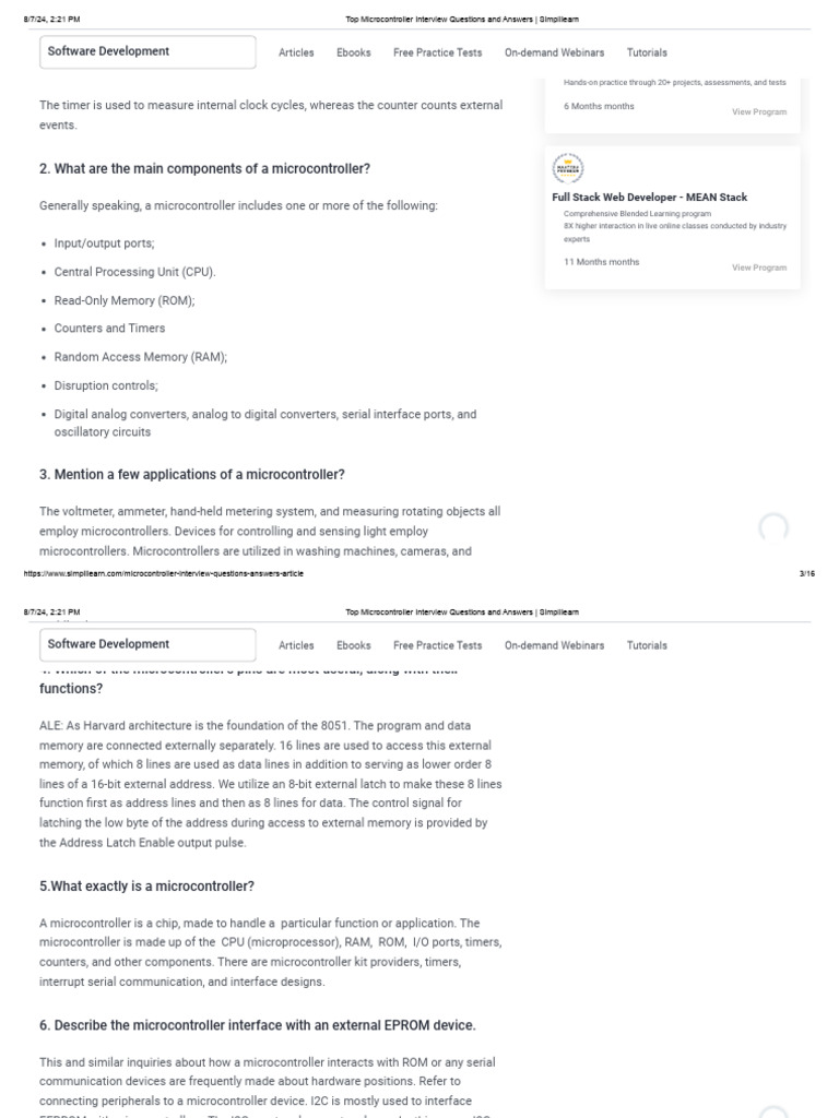 Microcontroller Interview Q&A | PDF | Microcontroller | Central Processing Unit