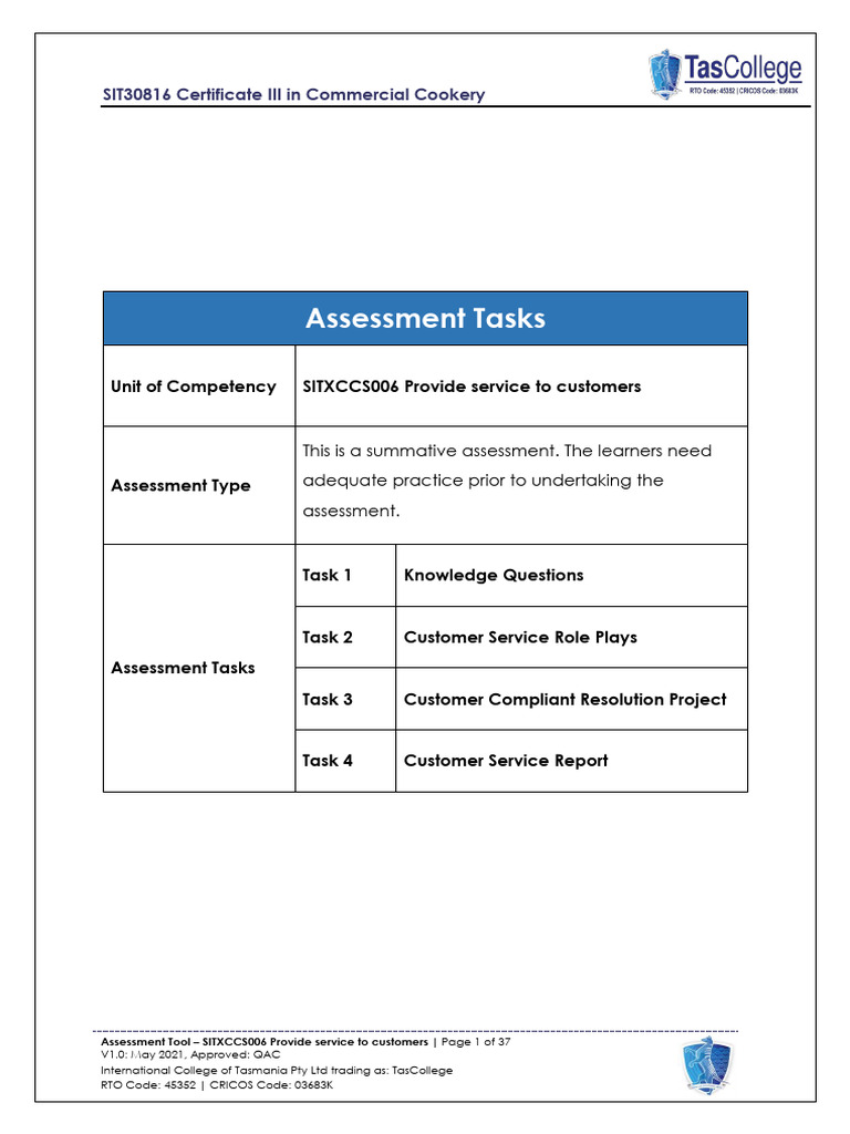 SITXCCS006 - V1.0 - Assessment 1 & 2 Completed | PDF | Educational ...