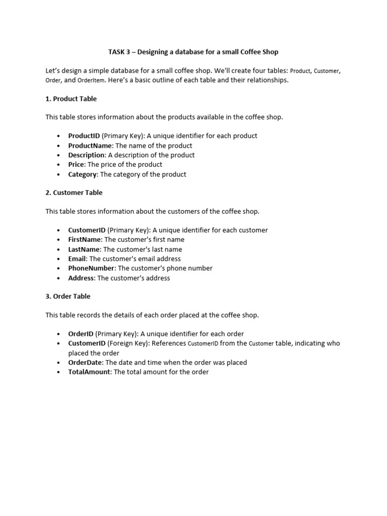 Coffee Shop Database Design Guide | PDF | Databases | Data Management