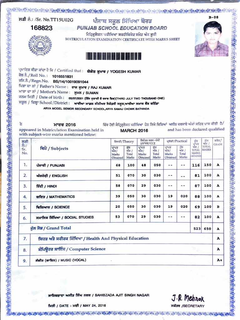 Student Exam Results Summary | PDF