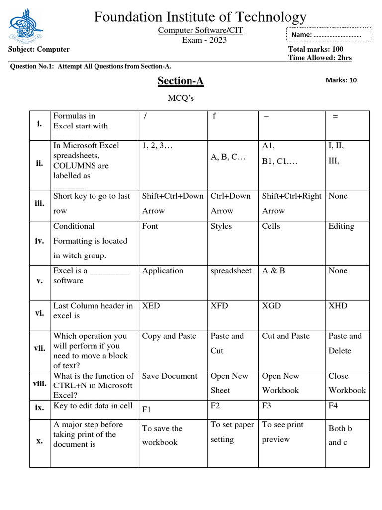 CIT Final Paper | PDF | Microsoft Excel | Spreadsheet