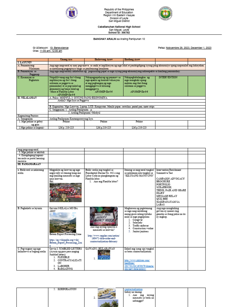 DLL Apan g10 Quarter 2 Week 5 | PDF