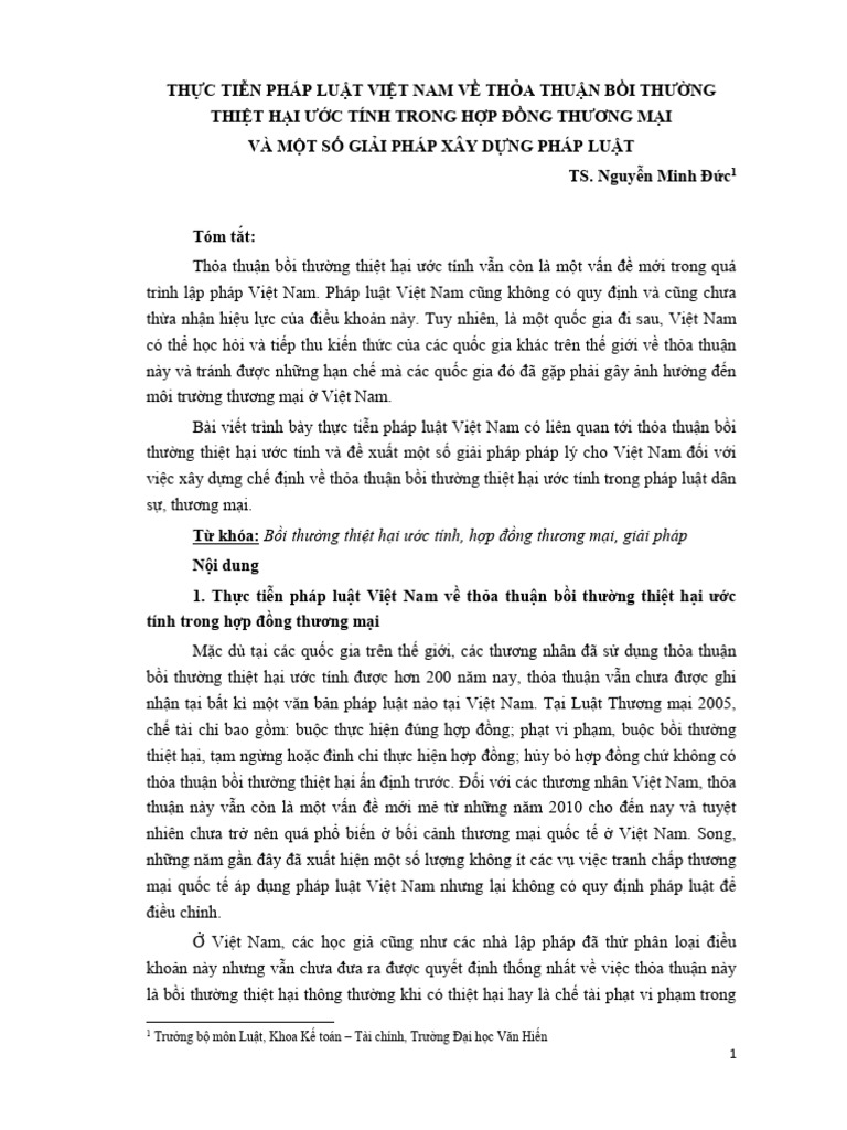 Thoa Thuan Boi Thuong Thiet Hai. Nguyen Minh Duc | PDF