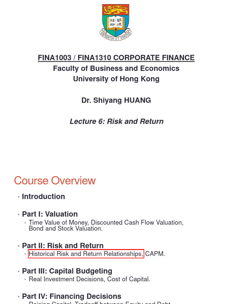 Corporate Finance: Risk and Return Analysis | PDF | Valuation (Finance ...