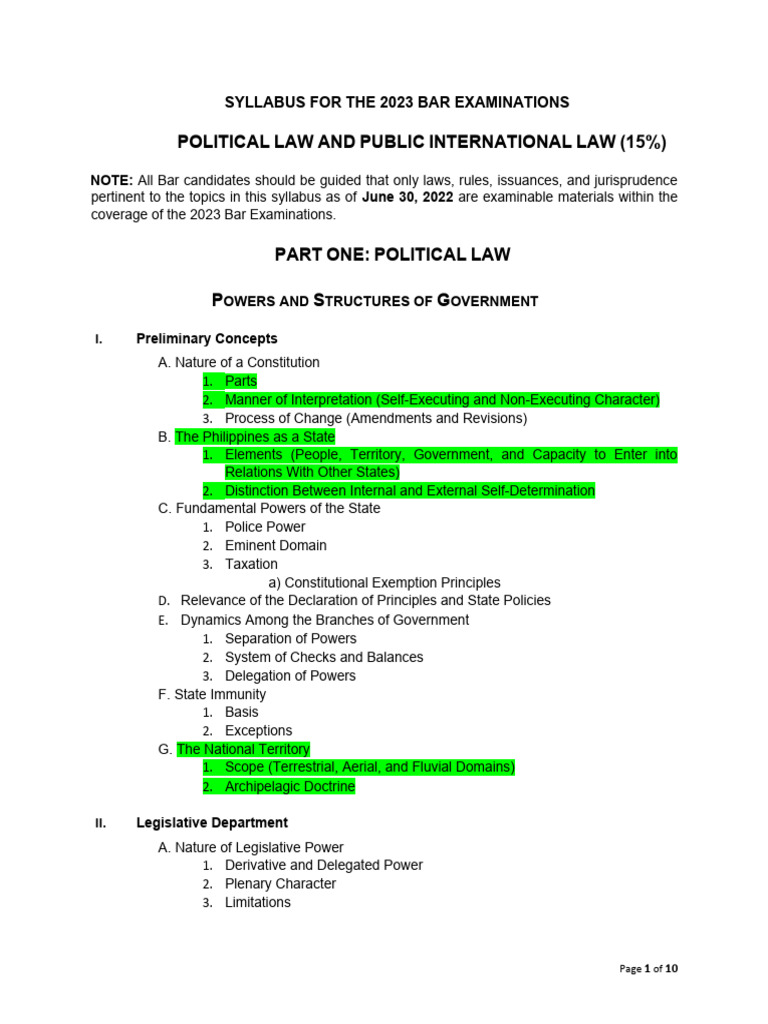 2023 BAR SYLLABUSs | PDF | Will And Testament | Employment