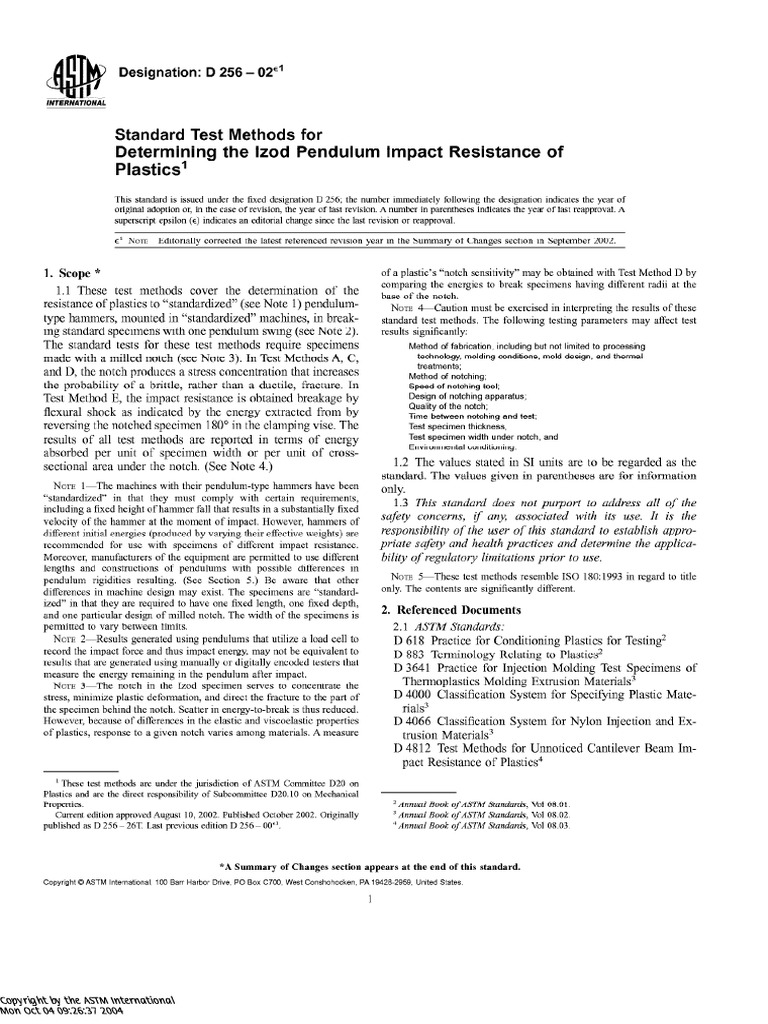 Astm D256-02 | PDF