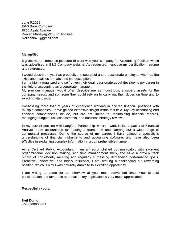 NEIL APPLICATION LETTER | PDF