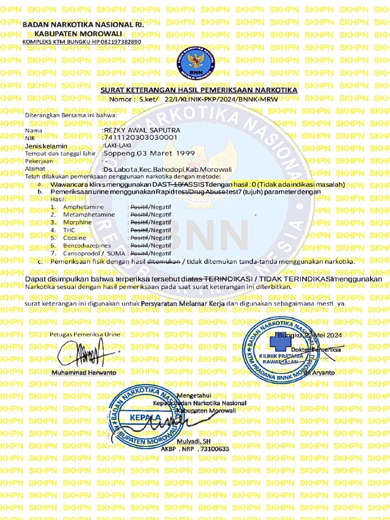 SKBN BNN Morowali-Rezky Awal Saputra | PDF