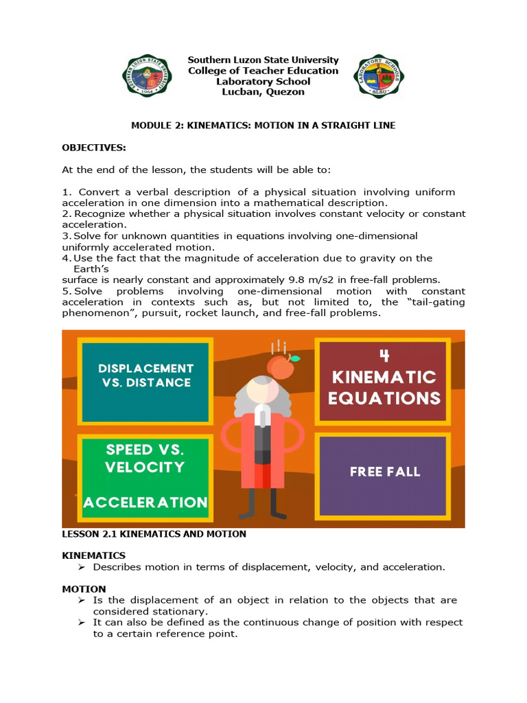 Module-2_Chapter-2-Kinematics-in-One-Dimension (1) (1) | PDF | Acceleration | Kinematics