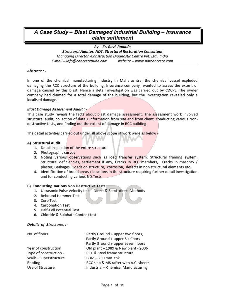 Case Study - Blast Damaged Industrial Building - Insurance Claim ...