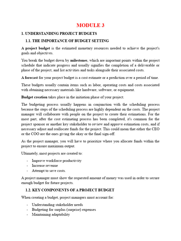 Module 3 Managing Budgeting And Procurement Pdf Capital Expenditure