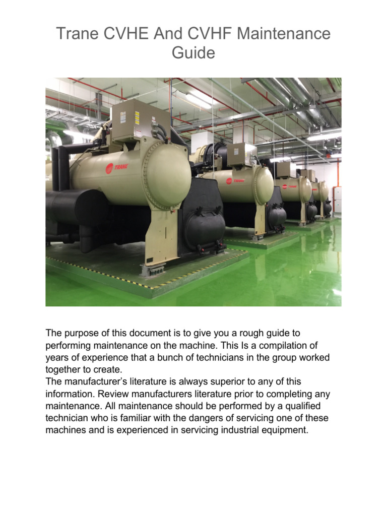 Trane CVHE and CVHF Maintenance Tasking Rev 02 | PDF | Mechanical ...