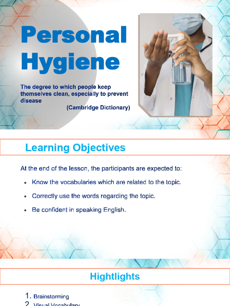Essential Personal Hygiene Vocabulary Guide | PDF | Wellness
