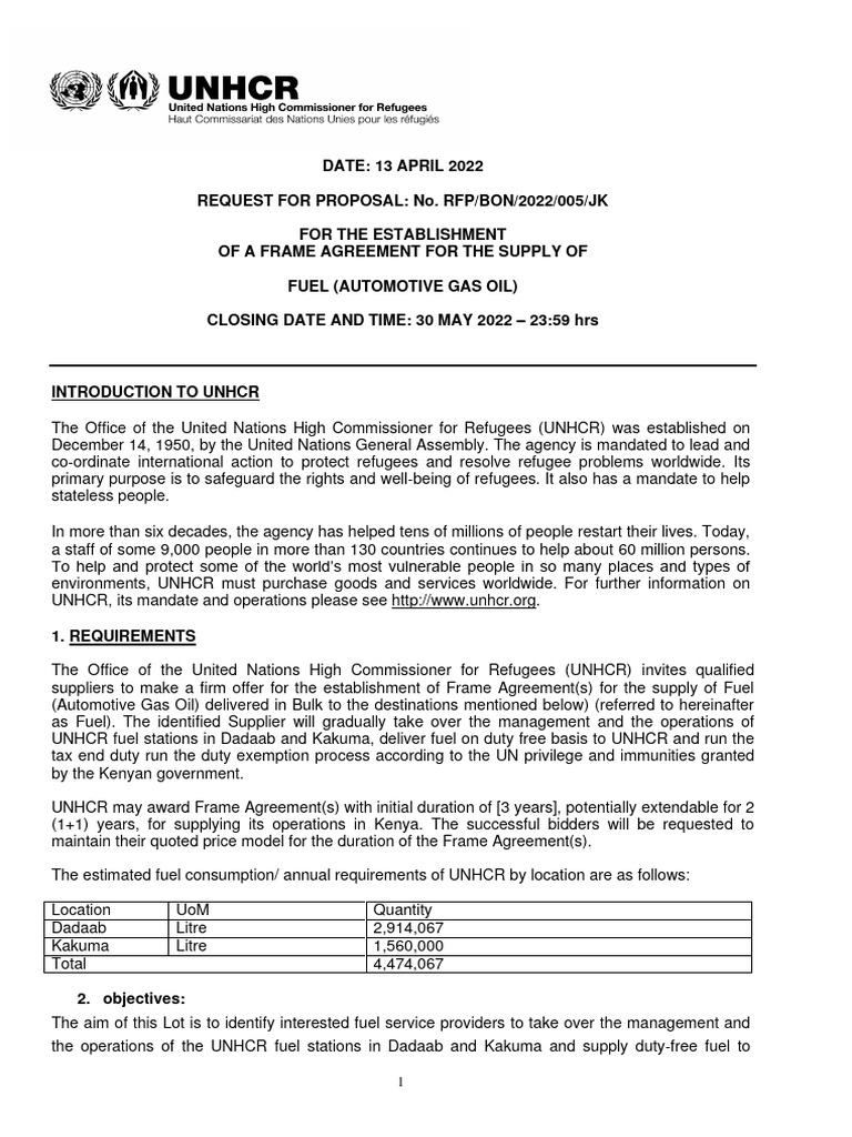 REQUEST FOR PROPOSAL No RFP-BON-2022-005-JK | PDF | Filling Station ...