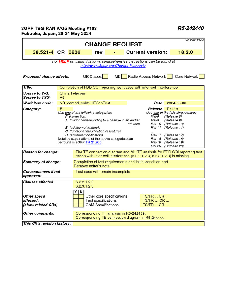 R5-242440 Completion CQI Intercell Interference FDD | PDF | Duplex ...