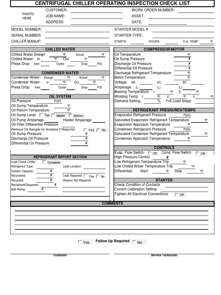 Centrifugal Chiller Inspection Checklist | PDF | Mechanical Engineering ...