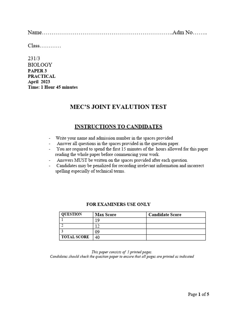 231-3-BIO-PAPER-3-Qs -2023 | PDF | Filtration | Chemistry