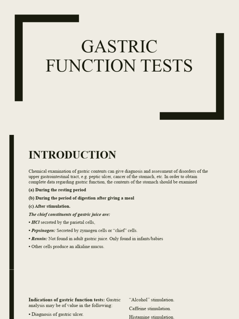 5.gastric Function Tests | PDF | Stomach | Lactate Dehydrogenase