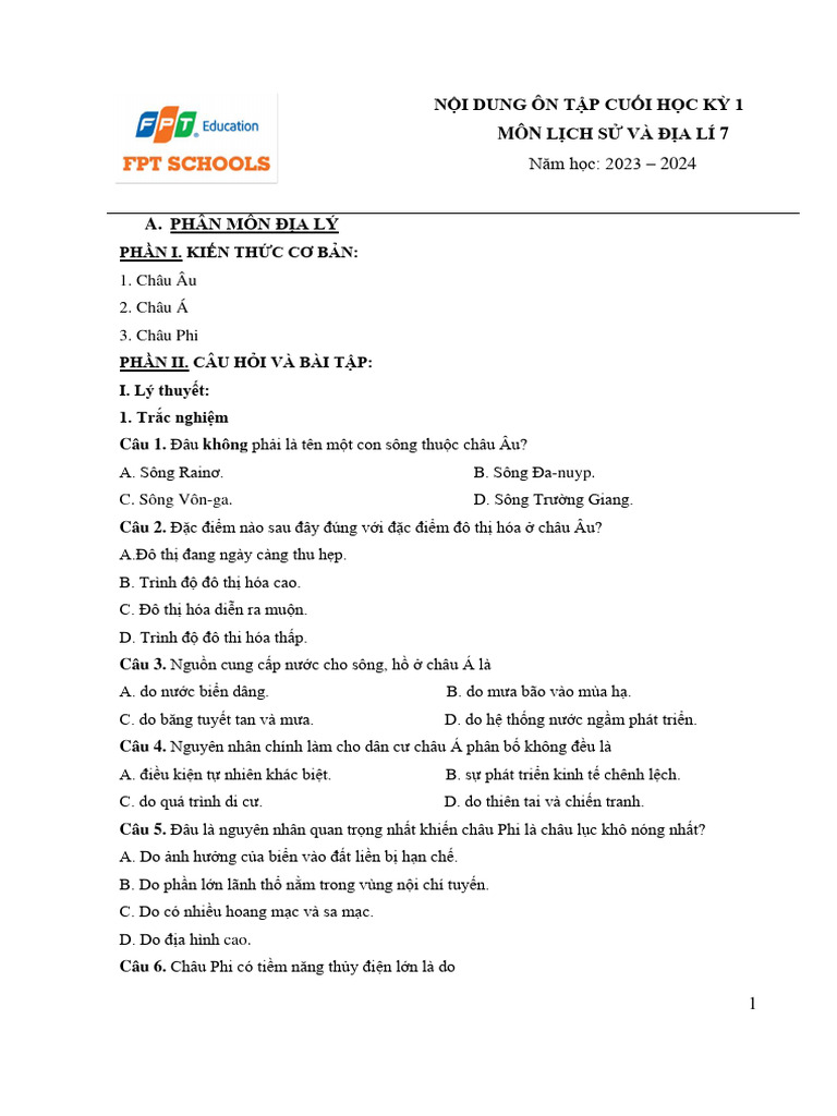 LS&ĐL K7 - ĐC - Cki - 2023.2024 | PDF