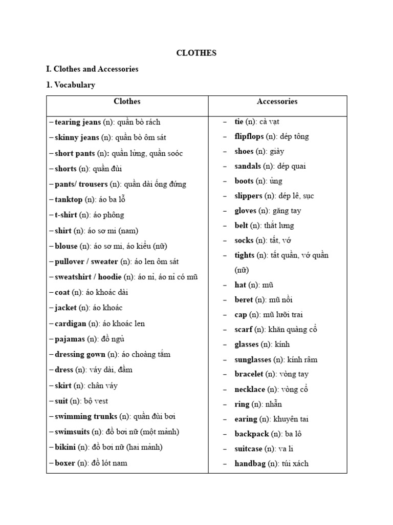 Basic Communication CLOTHES | PDF Basic Communication CLOTHES | PDF