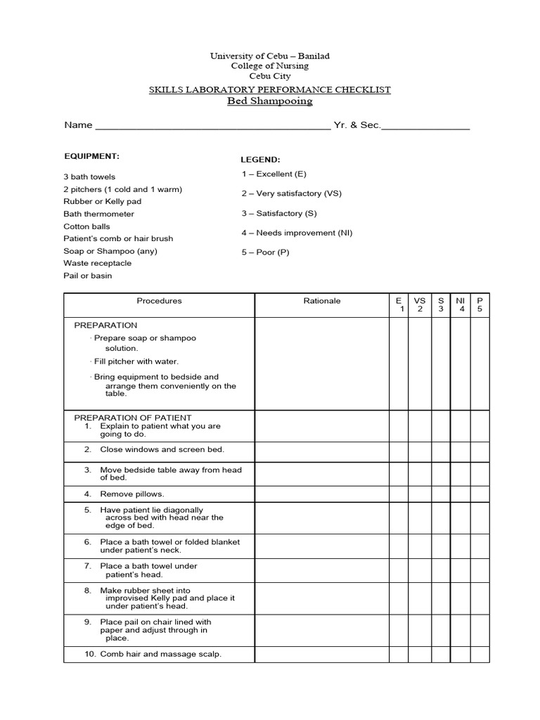 Bed Shampooing Checklist | PDF | Shampoo