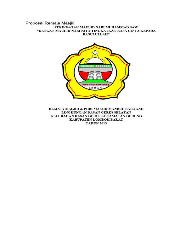 Proposal Remaja Masjid | PDF